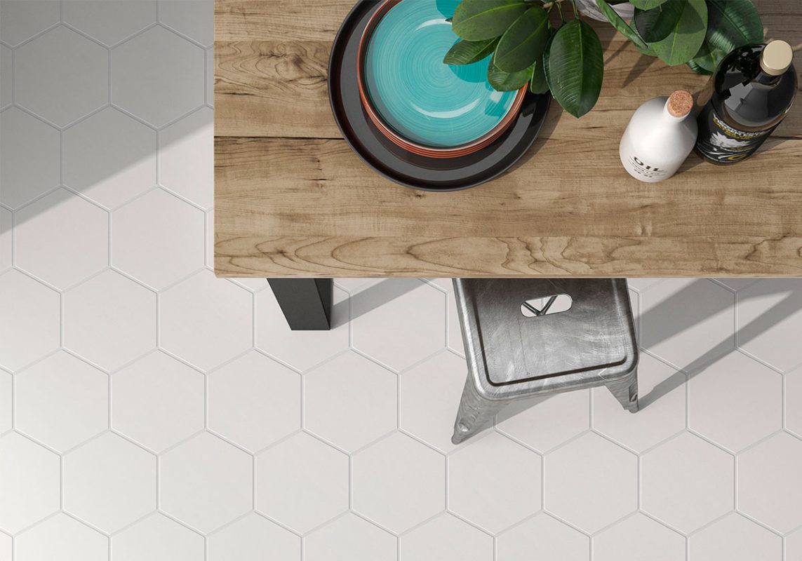 Solid 10" Hexagon (White Matte) - Terra Tile and Marble